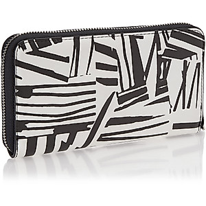 A|X Armani Exchange Women's Logo Zip Around Wallet Wristlet, White/Black, OS