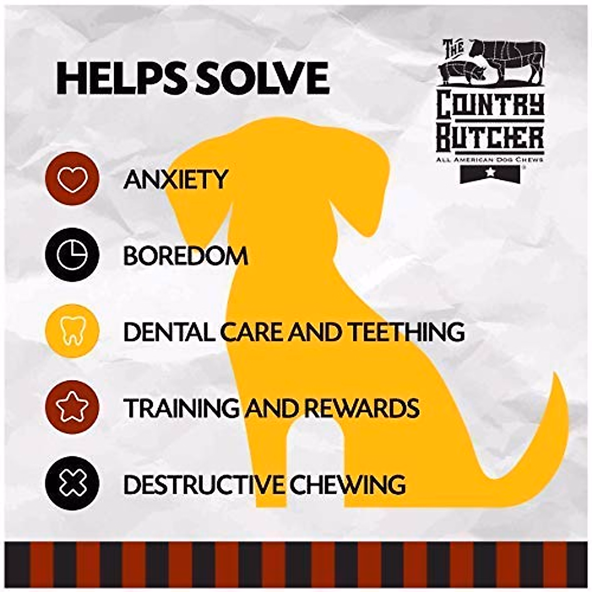 THE COUNTRY BUTCHER 4" Beef Marrow Dog Bones for Aggressive Chewers, Small and Medium Breed Dog Treat, with Collagen, Natural, Tough, Chew Toy, Made in The USA, 6 Count