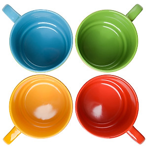 Peanuts Gentle Reminders 15oz Stackable Mugs w/ Metal Rack, Stoneware, 4-Pack, Assorted Colors