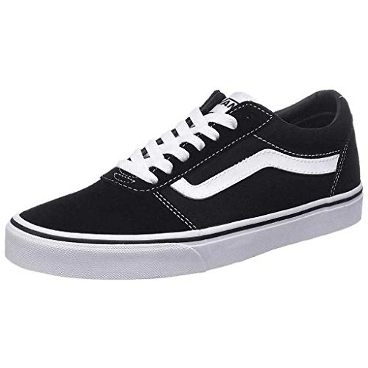 Vans Women's WM Ward Sneaker, Black ((Suede/Canvas) Black/White Iju), 8.5