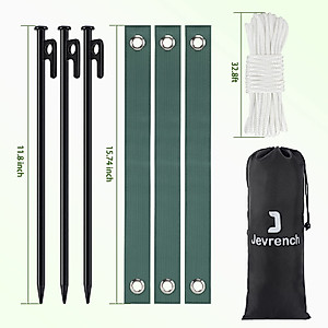 Jevrench Tree Stake Kits, Heavy Duty Tree Stakes and Supports Kits for Young Trees Against Bad Weather, 3 Pcs Tree Stake, 3 Pcs Tree Straps, 32.8 FT Rope