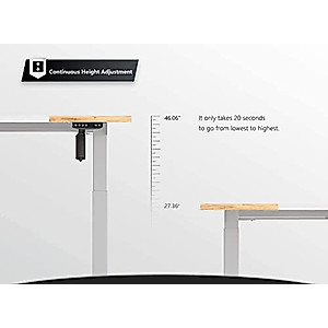 BANTI Height Adjustable Electric Standing Desk, 55 x 24 Inches Stand Up Desk with Pencil Holder, Sit Stand Desk with Light Rustic and White Top and White Frame, (B-SDE-55LW-S)