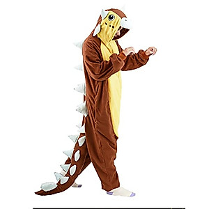 Animal Ankylosaurus Onesie Pajamas Adult Dinosaur Cosplay Costume One Piece Jumpsuit for Women and Men