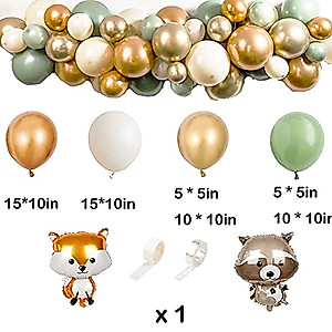 HEETON Woodland Baby Shower Party Supplies Decorations Boxes Fox Balloon Oh Baby Welcome Baby Banner Creatures Fawn Animal Friends Garland Backdrop Cake Cupcake Topper for Girl Boy Gender Reveal