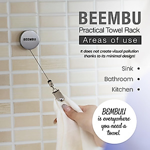 Towel Racks for Bathroom – Retractable and Extendable Towel Holders – 3M Adhesive Stainless Steel Towel Hangers – Wall-Mounted Bathroom and Kitchen Towel Organizers (1)