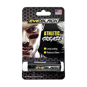 EyeBlack Anti-Glare Under Eye Black Sports Grease Stick for Pro Performance - Softball, Football, Baseball, Soccer, Cheer, Volleyball – Tailgate, Championship, Playoffs, Game Day - Black, 1 Stick