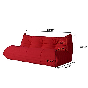 TIFLON Lazy Floor Sofa,Minimalist Sofa Couch,Teddy Velvet 3Seatert Sofa, Fireside Chair,Tatami Sofa,Corner Relax Sofa Couch for Living Room Bedroom Salon Office-Red