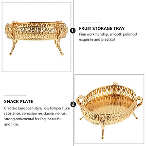 Cabilock 3 Pcs Metal Fruit Plate Offering Plate Fruit Basket Holder Serving Dishes Offering Bowl Snack Serving Tray Cookie Storage Bowl Dry Fruits Biscuit Gold Plated Iron Dried Fruit Plate