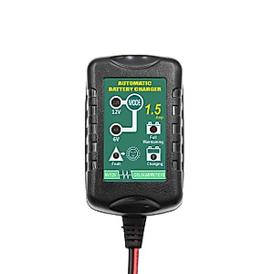 6V 12V Battery Charger 1.5A Automatic Battery maintainer trickle Battery Charger Smart Float Charger for auto car Motorcycle Lawn Mower Boat Motorcycle Snowmobile