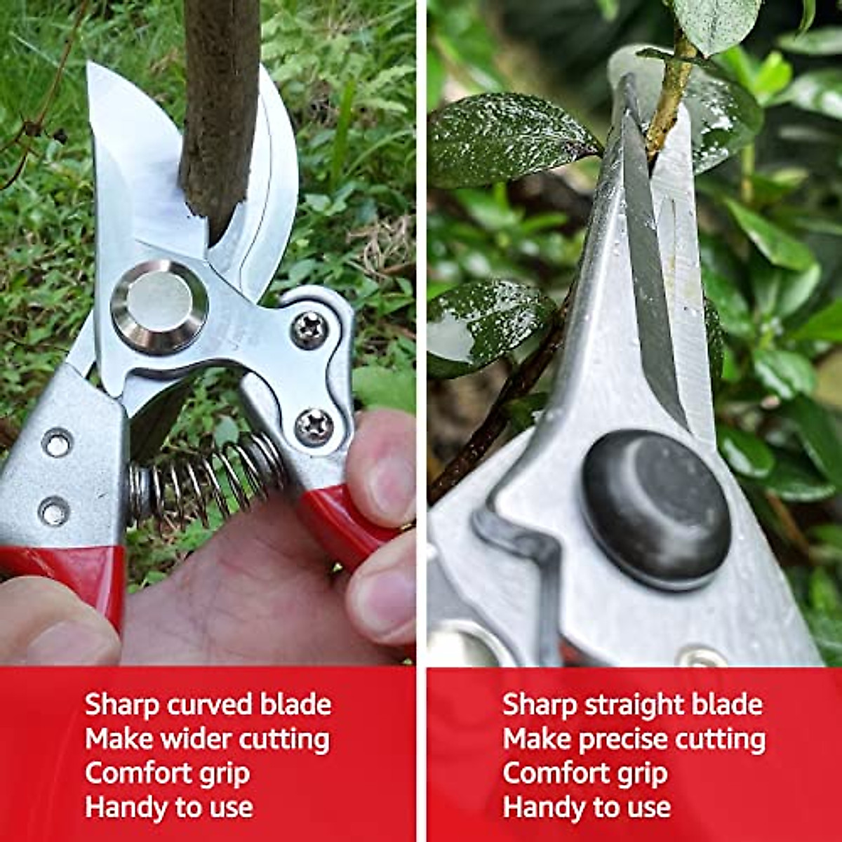 YAMATIC 2pcs Gardening Scissors, Professional Micro-Tip & Bypass Pruning Shears for all cutting scenarios, Heavy Duty Forged Steel Pruners for Plant, Flowers, Herbs, Buds, Leaves, Bonsai Trimming