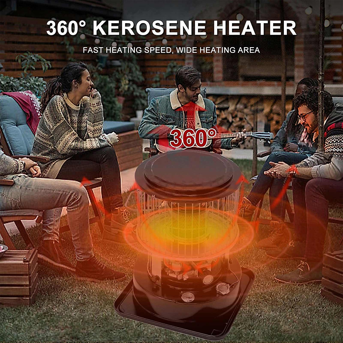Kerosene Heater 11000 BTU, Kerosene Heaters for Indoor Use, with Auto Tip Over Shut Off, Portable Kerosene Stove, Camp Tent Heater for Cooking, Ice Fishing, Survival Emergency, Black