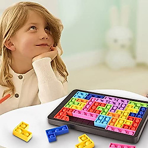 Hapencen Puzzle Game Pop It Fidget Jigsaw Toys,Push Bubble Silicone Sensory Fidget Toys Parent-Child Toys, Block to Anxiety & Relief Stress for Kids Adults or Autism Special Needs