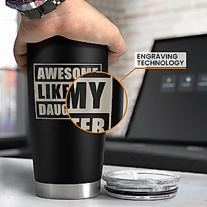 SANDJEST Gift from Daughter to Dad - 20oz Tumbler with Lid for Father - Insulated Stainless Steel Mug - Funny Coffee Mug for Outdoor Travel Sport Office, Gifts for Birthday Father’s Day