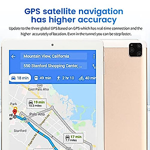 HEEPDD Tablet, 4G RAM 256G ROM 100-240V 10 Inch Tablet Gold for Travel (US Plug)