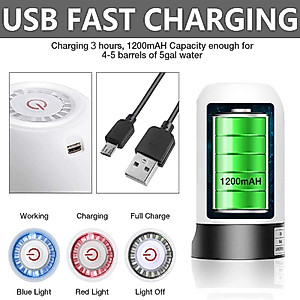 YOMYM Water Bottle Dispenser Portable Electric Water Bottle Pump for Universal 5 Gallon Bottle (Black+White)