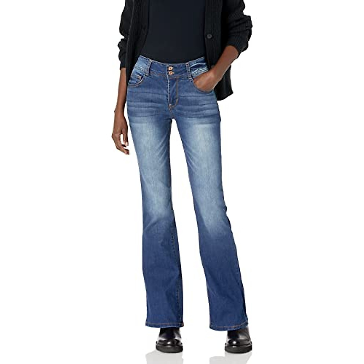 WallFlower Women's Flirty Curvy Flare High Rise Insta Stretch Juniors Jeans (Standard and Plus), Pia, 3