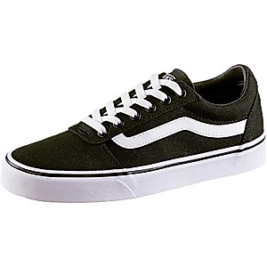 Vans Women's Low-Top Trainers Sneaker, Black Canvas Black White 187, 7.5