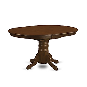 East West Furniture Kenley Dining Room Oval Solid Wood Table Top with Butterfly Leaf & Pedestal Base, 42x60 Inch, Espresso