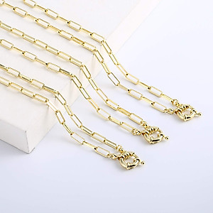 BOUTIQUELOVIN 14K Gold Plated Oval Link Chain Necklace for Women | 20 inches Paperclip Necklace | Gold Layered Necklaces