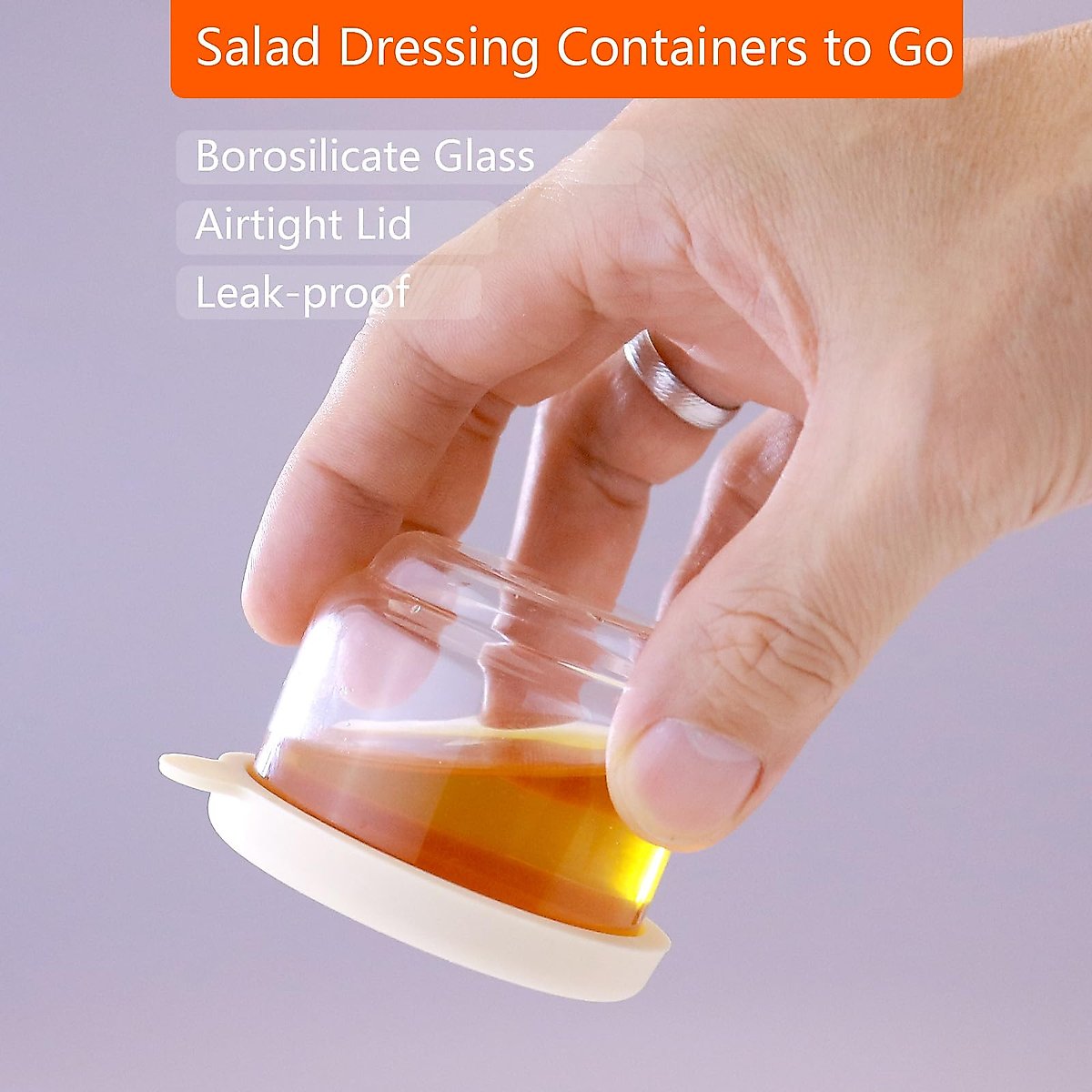 Matifaner Salad Dressing Container To Go, 2.7 oz Glass Small Condiment Container with Lids, Dipping Sauce Cups for Lunch Box, Leakproof Reusable Sauce Containers, Salad Jars Meal Prep (2.7oz×2pcs)