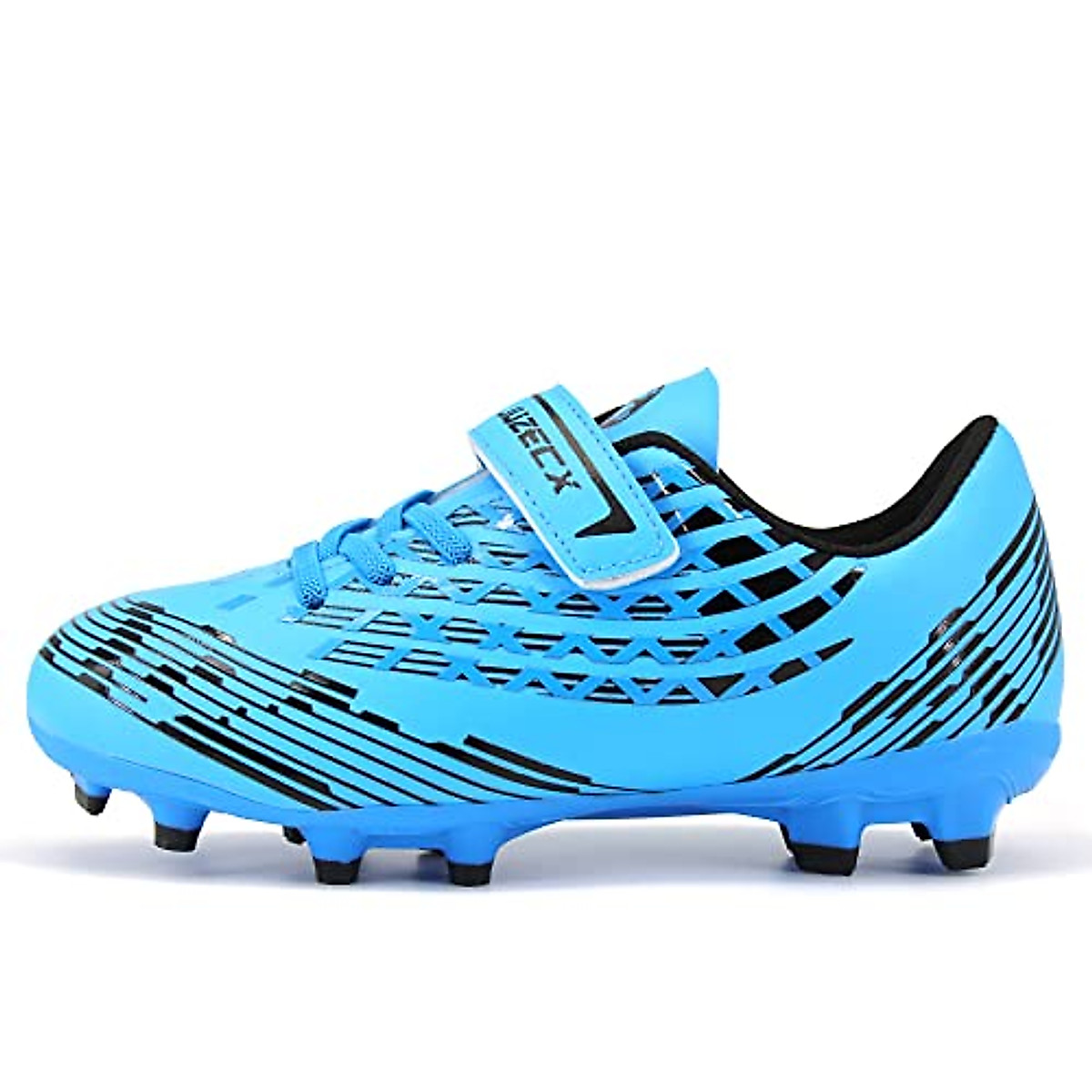Juzecx Girls Soccer Cleats Boys Soccer Shoes Kids Football Shoes FG/AG Soccer Athletic Cleats Child Indoor Outdoor Soccer Training Shoes Blue 3.5 Big Kid