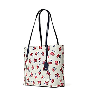 Kate Spade Cara Tea Garden Toss Large Top Zip Tote White Pink Floral Blue Multi
