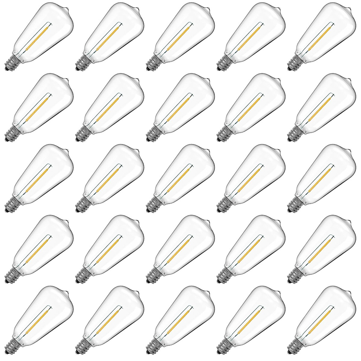 VISTERLITE ST38 LED String Light Bulbs, 1.5 Inches Shatterproof LED Replacement Bulbs for Outdoor String Lights, 1Watt Equvanlent to 7Watt Incandescant Bulbs, E12 Screw Base, Warm White, 25Pack