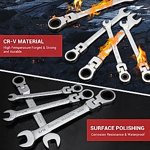 Pilida 1/2 Inch Ratcheting Combination Wrench 12 Point SAE Flex Head Gear Wrench Rachet Box End Spanner 72 Teeth Chrome Vanadium Steel