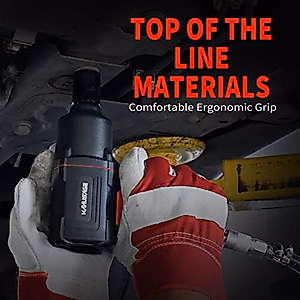 MANUSAGE Air Impact Wrench 1/2 inch with Twin Hammers, Pneumatic Heavy Duty Tools, 1200 ft-lbs Powerful Torque Output,7000RPM, Forward/Reverse, Speed Control, RP9510, Black, Red