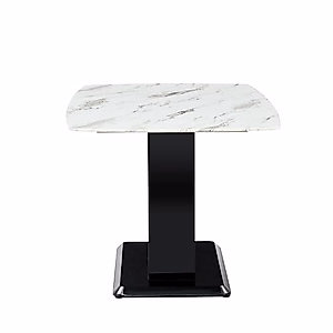 LUSPAZ 63" Marble Dining Table for 4-6, Modern Kitchen Dining Room Table with Faux Marble Tabletop and U-Shaped MDF Base, Dinner Table Kitchen Table
