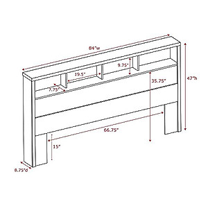 Prepac District Headboard, King, Washed Black