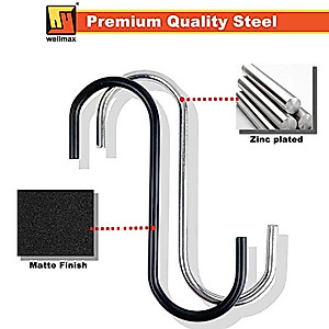 Wellmax 101pc S Hooks for Hanging, Heavy Duty S Shaped Hooks, Combination Assortment Metal S Hook Set for Hanging Plants, Closet, Kitchen, Pot Rack, and pots and Pans