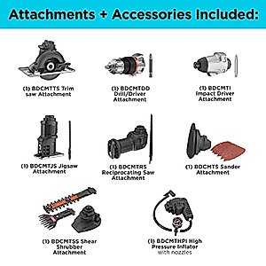 BLACK+DECKER MATRIX 20V MAX Power Tool Kit, Includes Cordless Drill, 12 Attachments and Storage Case (BDCDMT1212KITC1)
