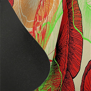 Retro Poppy Yoga Mat Folding Travel Fitness & Exercise Mat with Carrying Bag Non-Slip Lightweight Travel Yoga Mat for Women Pilates 72"L × 26.8” W × 2 Mm Thick