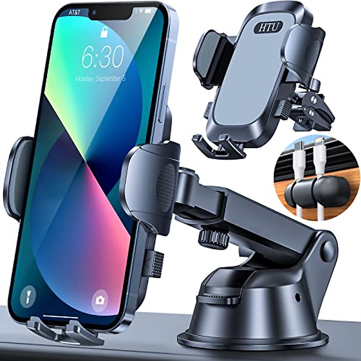 HTU Phone Mount for Car [2023 Upgraded Military-Grade Super Suction] Universal Car Phone Holder Mount for Car Dashboard Windshield Vent Car Mount for iPhone 14 Pro Max Plus Samsung All Phones & Cars