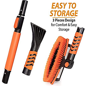 Zone Tech 35” Extendable Ice Scraper and Extendable Brush 360° Snow Brush Head for Car Windshield Flexible Arm Ice Scraper Scratch Free Removal Tool Snow Removal Compact Extreme Durable Auto Truck SUV