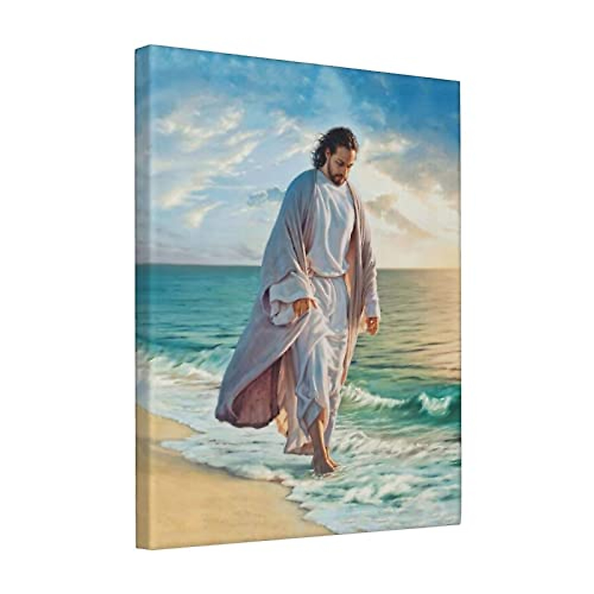 Jesus Christ Walking on the Beach Poster Catholic Canvas Print Christian Wall Art Bedroom Bathroom Wall Decor God Pictures Home Life Decoration 8x10 Inches