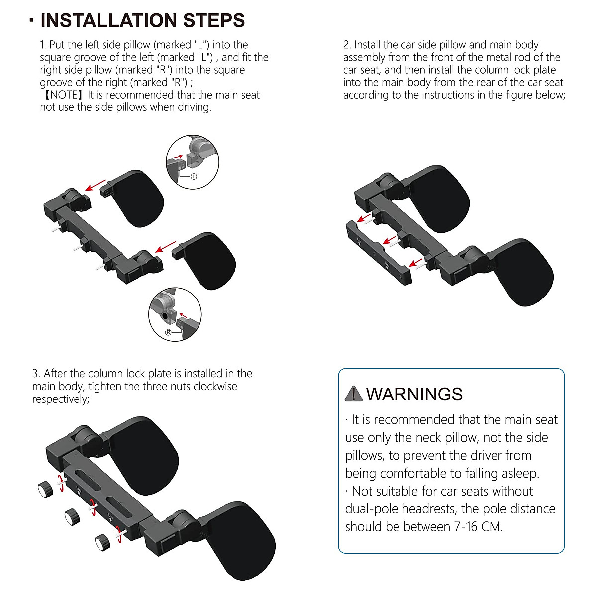 SanLead Car Headrest Pillow Beige, Adjustable Car Seat Head Neck Support, Memory Foam Road Pal Headrest, U Shaped Kids Car Sleeping Pillow for Travel