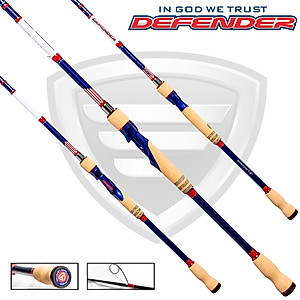 Defender Spinning Rod, 7'3" Rod Length, American Flag Design to Show Country Pride, Spinning Rod, One Piece Rod, Cork Handles