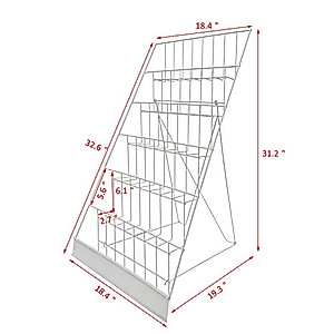 FixtureDisplays® 6-Tier White 18" Wide Wire Tabletop Display Rack Greeting Card Rack Book CD DVD Stand Tile Sample Literature Countertop Showcase 119352-WHT