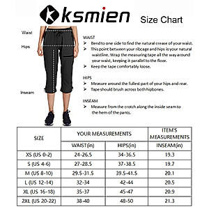 Ksmien Women's Lightweight Hiking Capri Pants Quick Dry Workout Cargo Capris Water Resistant UPF 50+ Zipped Pockets