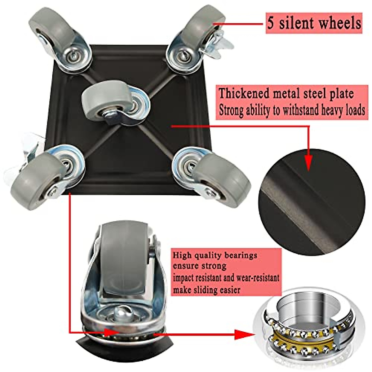 Locci Furniture Dolly, Furniture Movers with 5 Wheels, Furniture Lift Mover Tool Set with 360° Rotation Wheels, 1600 Lbs Capacity, for Moving Heavy Furniture, Refrigerator, Sofa, Cabinet