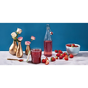 Le Parfait Jam Pots Clear Jars with Orange Snap Lids | Sturdy French Faceted Non-Slip Glass Body | Works as Drinking Glass Cup for Iced Tea or Coffee & Spice Storage | 11oz (Pack of 6) 324ml