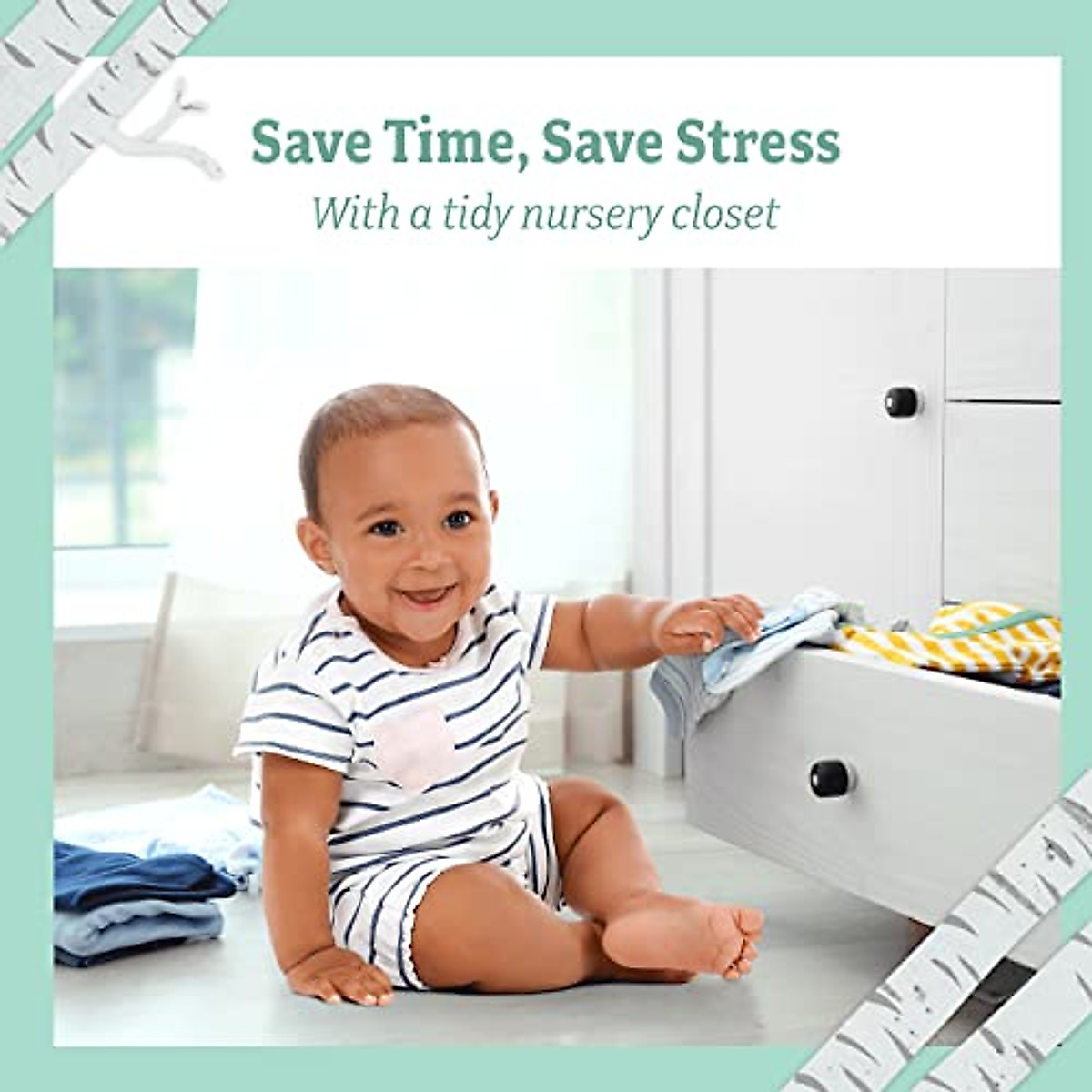 Baby Nest Designs Closet Dividers for Baby Clothes [Unisex Boho] - 7X Baby Clothing Size Age Dividers from Newborn Infant to 24 Months - Boho Baby Clothes Dividers and Nursery Closet Organizer