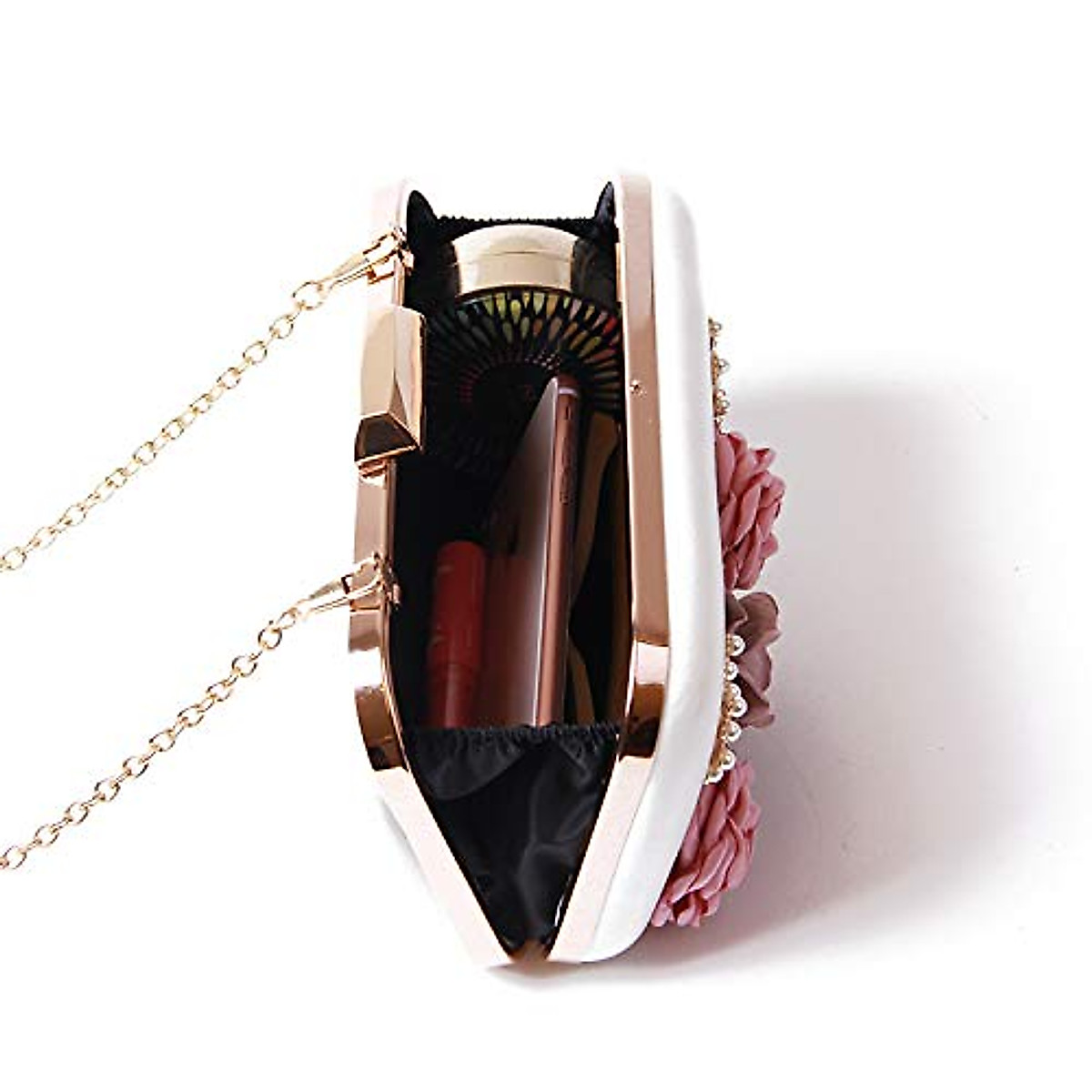 Emprier Flowers Clutch Evening Purse for Women Bride Floral Shouder Handbags Elegance Floral Beaded Wedding Tote Bags