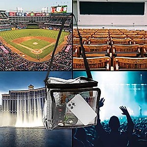 Clear Tote Bag Stadium Approved - Clear Sling Bag, Transparent See Through Small Purse for Men and Women, Beach Bag, Concert, Festival Necessities, Sports Stadium Bag, Work Shoulder Pack - 9x8x6