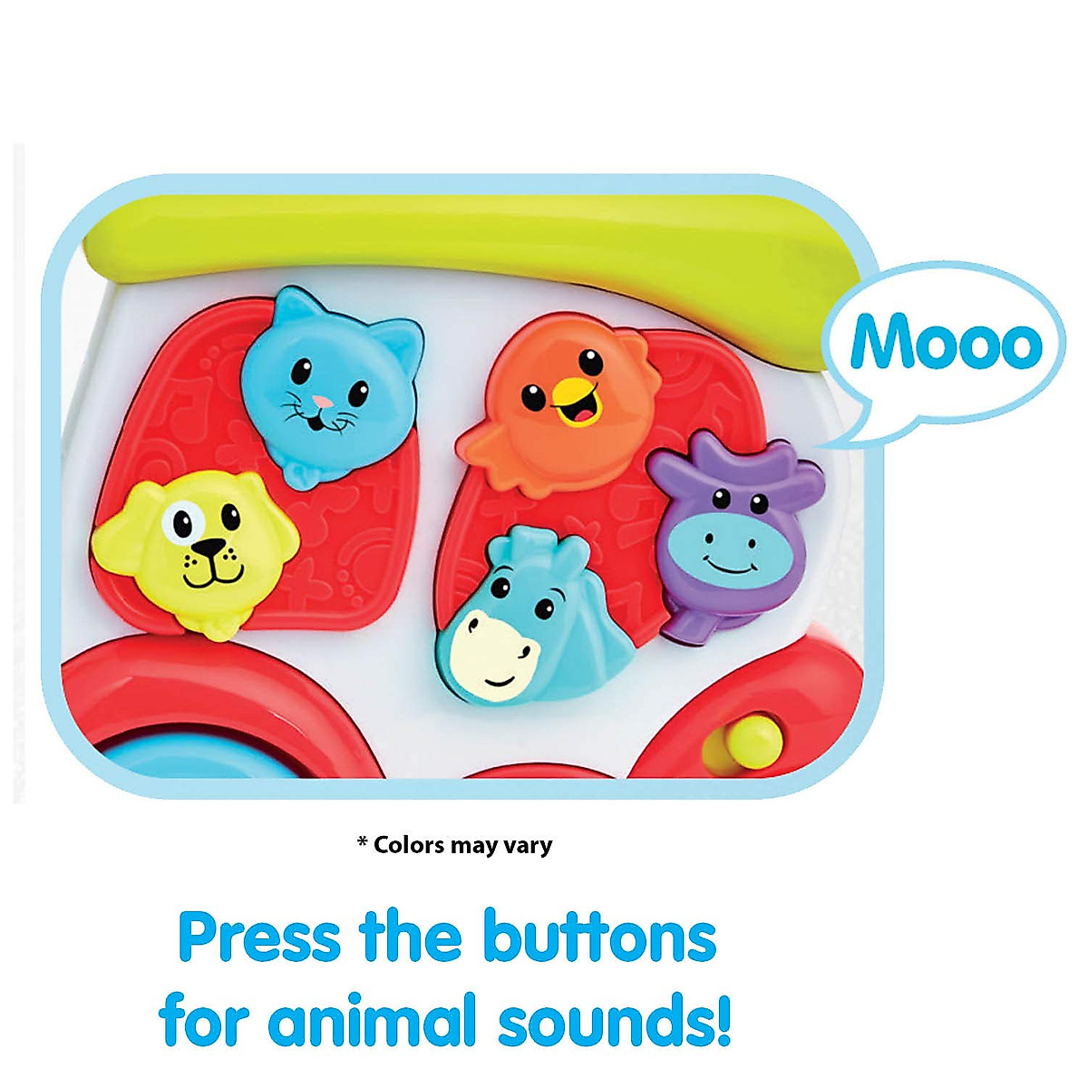 Kidoozie Lights n' Sounds Animal Train, Makes Animal Sounds, Flashing Lights, Enhances Memory, for Children 12 Months and up, Multicolor