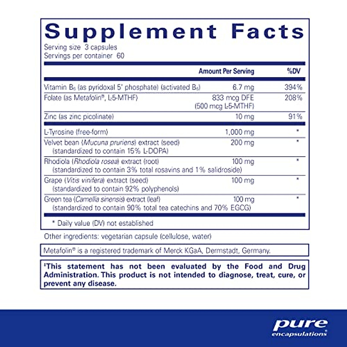 Pure Encapsulations DopaPlus | PureSYNAPSE Supplement to Support Dopamine Production, Daily Mental Function, and Sharpness* | 180 Capsules