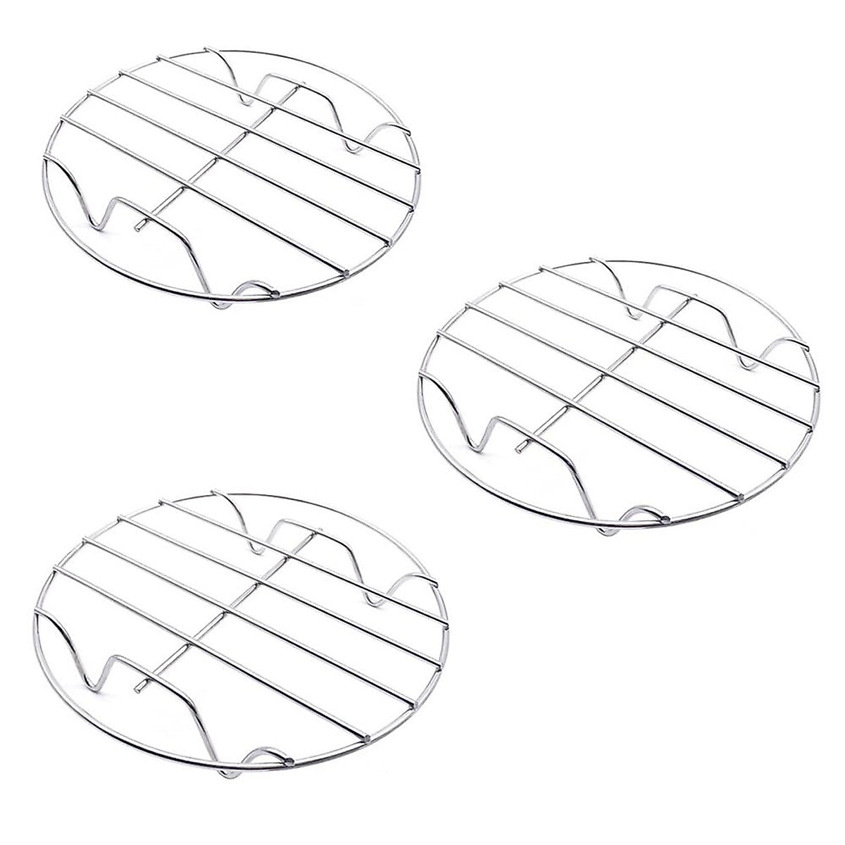 3 Pack Round Cooling Steaming Cake Rack, Stainless Steel Circular Wire Baking Rack for Air Fryer, Stockpot, Pressure Cooker (6/7/8 Inch)