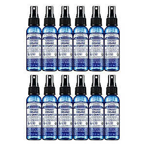 Dr. Bronner's - Organic Hand Sanitizer Spray (Peppermint, 2 Ounce, 12-Pack) - Simple & Effective Formula, Cleanses & Sanitizes, No Harsh Chemicals, Moisturizes & Cleans Hands